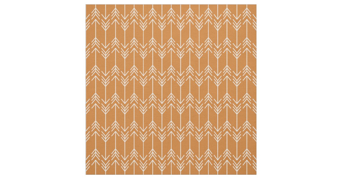 Burnt Orange Herringbone Arrows Fabric | Zazzle