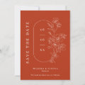 Burnt Orange Line Drawn Floral Photo Wedding Save The Date | Zazzle