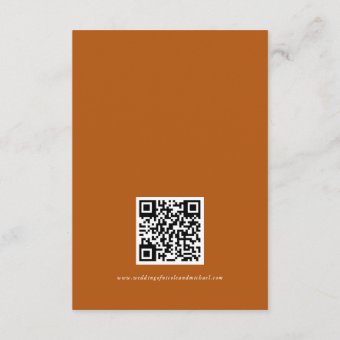 Burnt Orange Minimal Leaf QR Code Wedding Details Enclosure Card | Zazzle