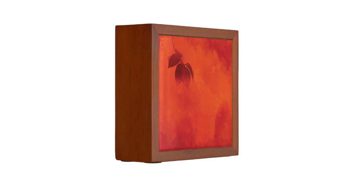 Burnt Orange Persimmon Leaf Abtract Autumn Desk Organizer | Zazzle