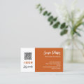 Burnt Orange QR Code Photo Social Media Icons Business Card | Zazzle