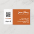 Burnt Orange QR Code Photo Social Media Icons Business Card | Zazzle