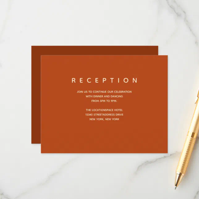Burnt Orange Reception Info Enclosure Card | Zazzle