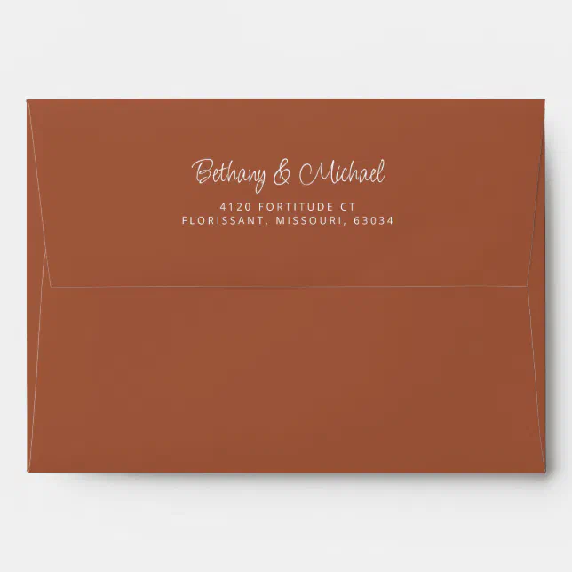 Burnt Orange Return Address Envelope | Zazzle