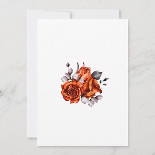 Burnt Orange Rose Floral Wedding Reception Invitation | Zazzle