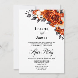 Burnt Orange Rose Floral Wedding Reception Invitation | Zazzle