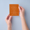 Burnt orange script budget wedding invitation flyer | Zazzle