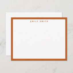 Burnt Orange Simple Modern Note Card | Zazzle