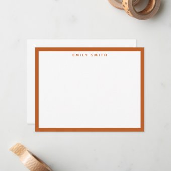Burnt Orange Simple Modern Note Card | Zazzle