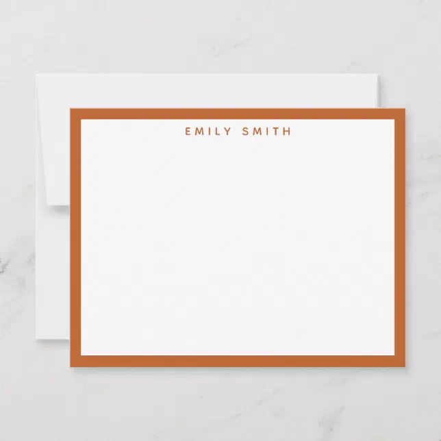 Burnt Orange Simple Modern Note Card | Zazzle