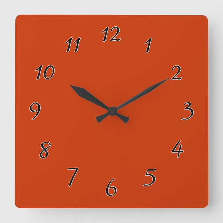 Burnt Orange Template Square Wall Clock | Zazzle
