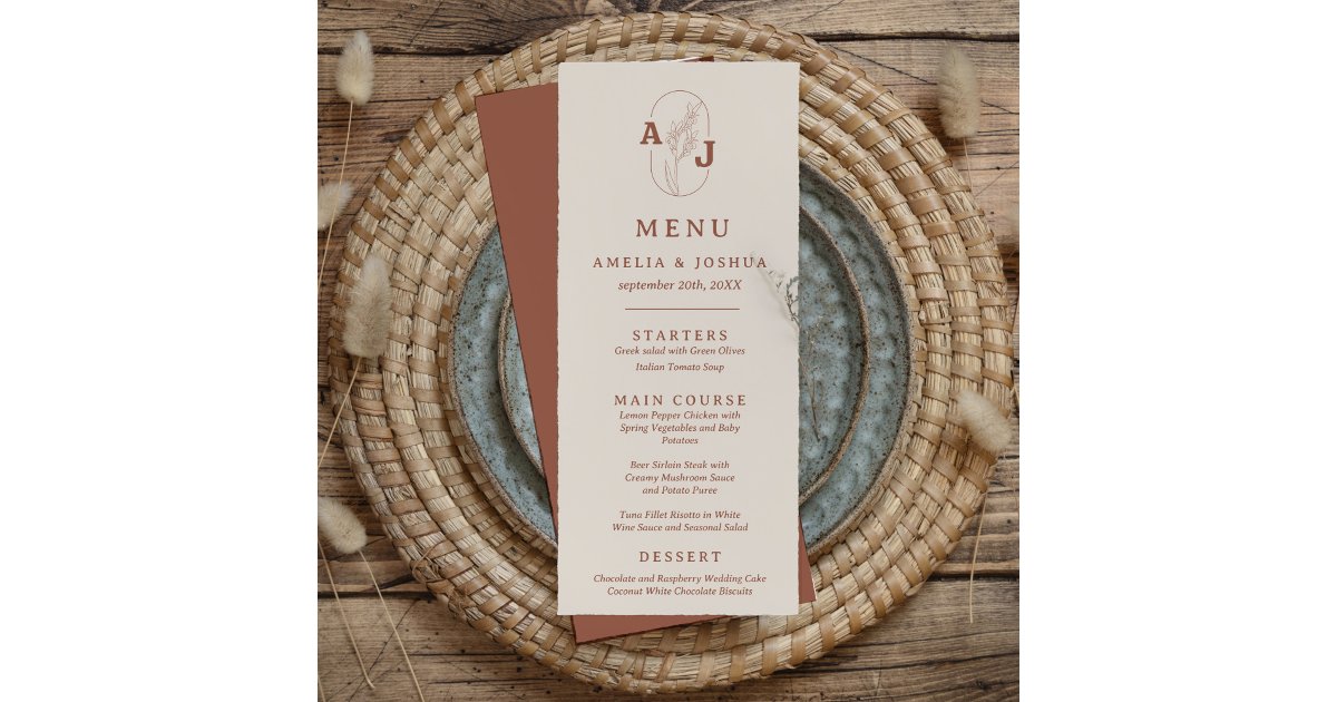 Burnt Orange Terracotta Flat Menu | Zazzle