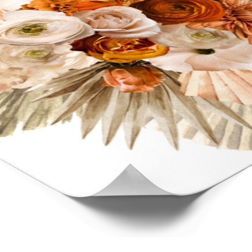 Burnt orange terracotta unplugged ceremony poster | Zazzle