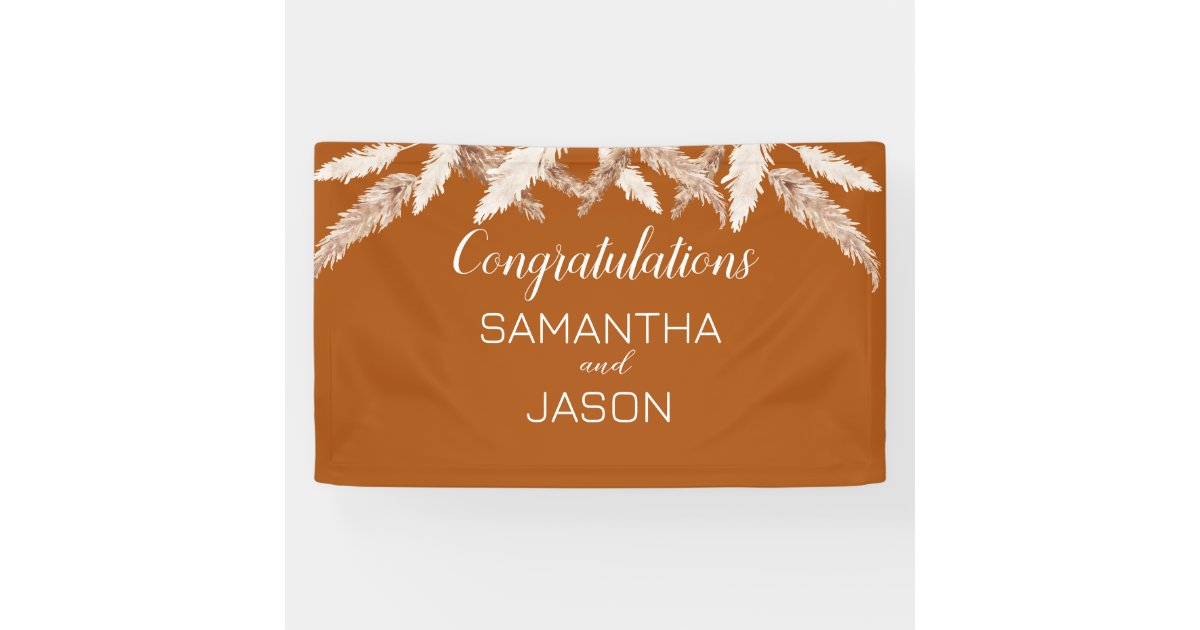Burnt Orange Wedding Congratulation Banner | Zazzle