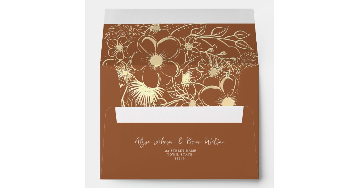 Burnt Orange Wedding Envelope | Zazzle