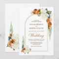 Burnt Orange White Rose Floral Arch Wedding Invitation | Zazzle