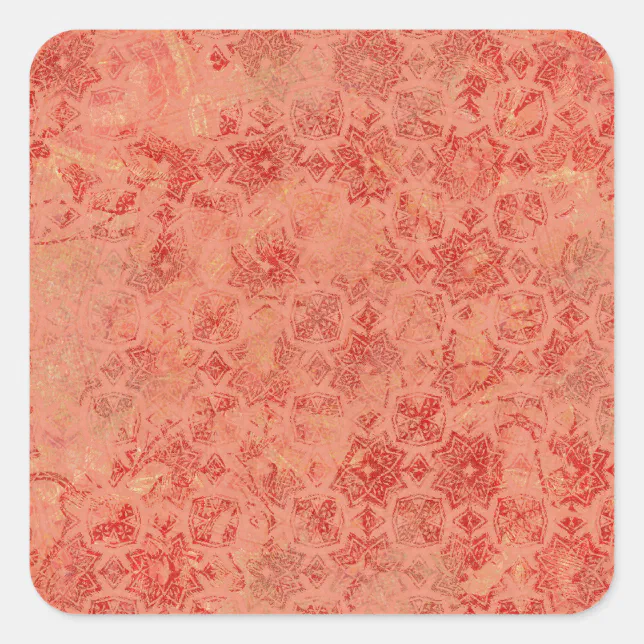 Burnt Red Orange Pattern Background Square Sticker | Zazzle