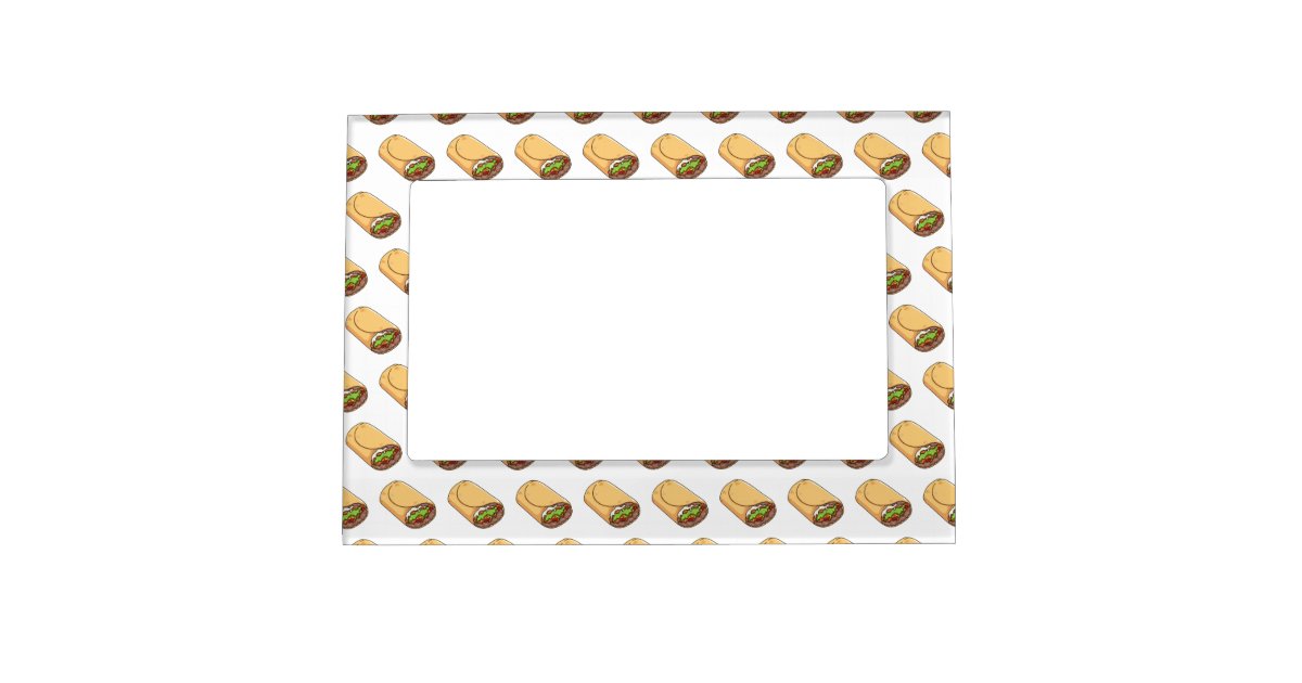 Burrito cartoon illustration magnetic frame | Zazzle