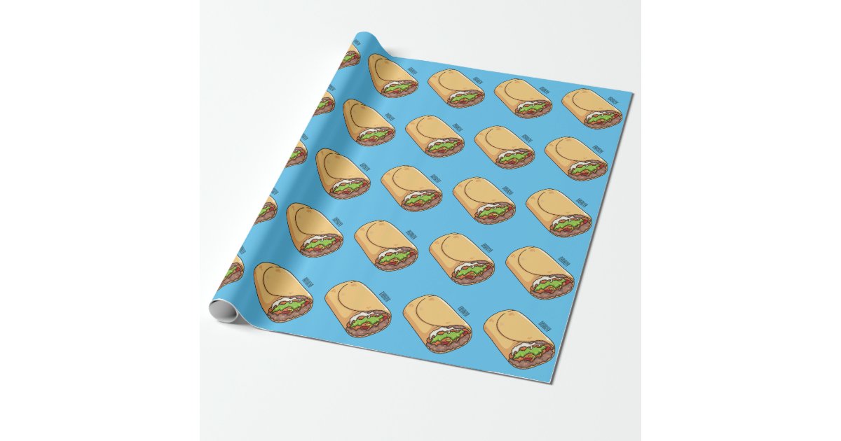 Burrito cartoon illustration wrapping paper | Zazzle