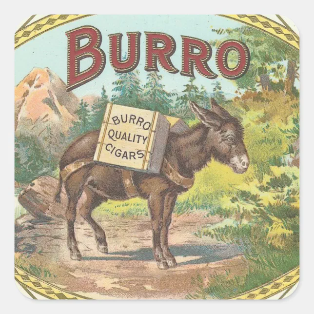 Burro Square Sticker | Zazzle