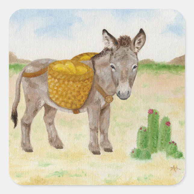 Burro with Basket sticker | Zazzle