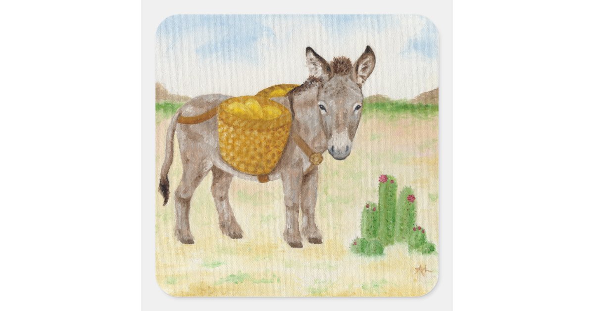 Burro with Basket sticker | Zazzle