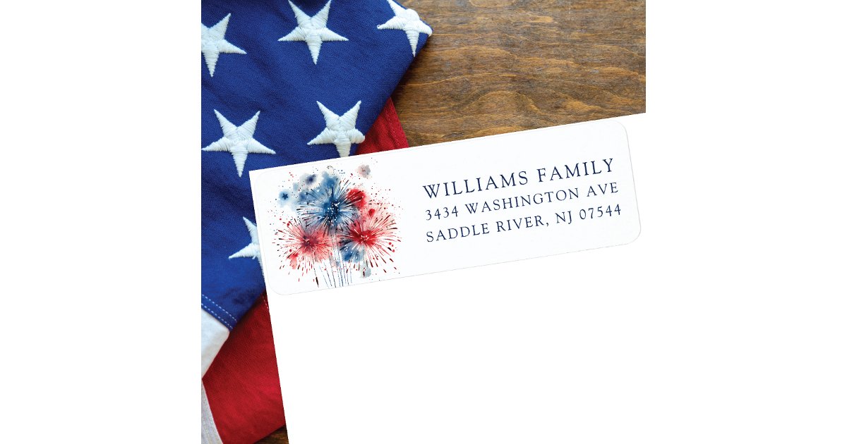 Bursting Fireworks Patriotic Return Address Label | Zazzle
