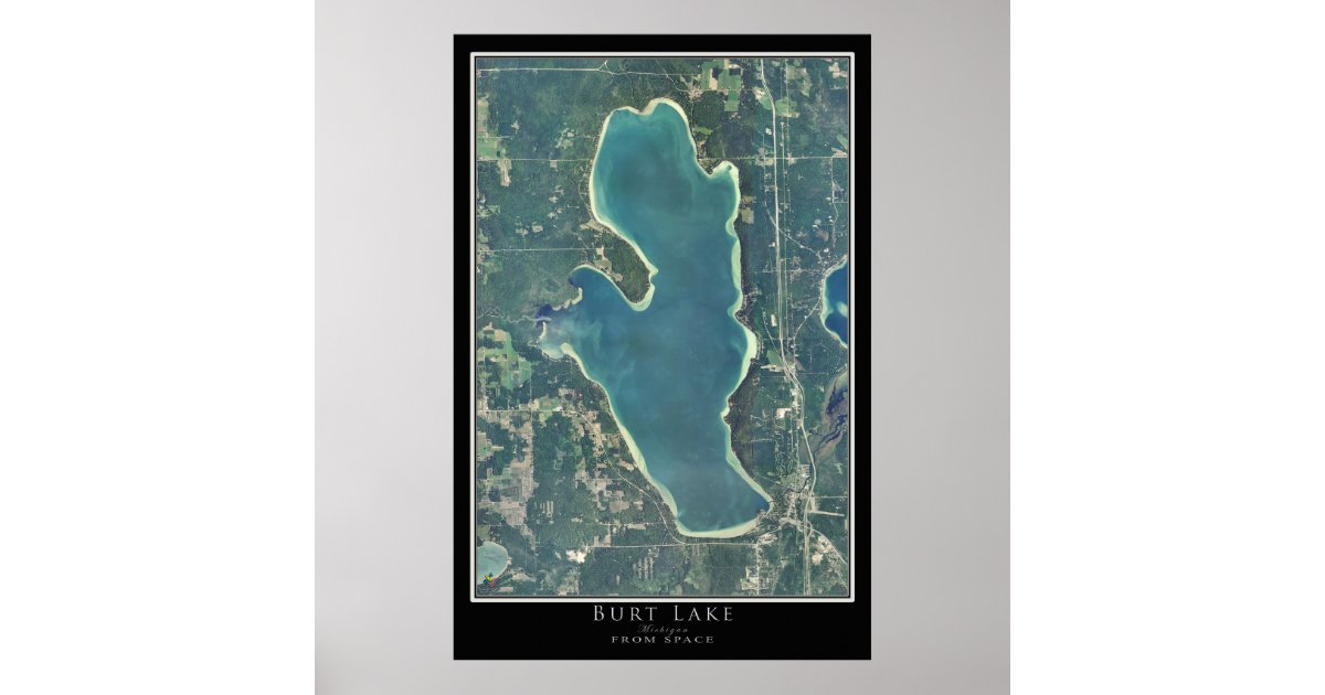 Burt Lake Michigan Satellite Poster Map | Zazzle