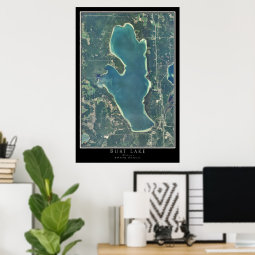 Burt Lake Michigan Satellite Poster Map | Zazzle