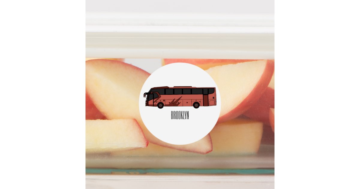 Bus cartoon illustration labels | Zazzle