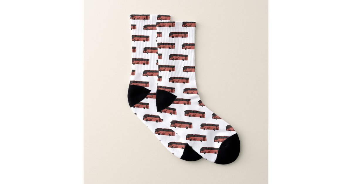 Bus cartoon illustration socks | Zazzle