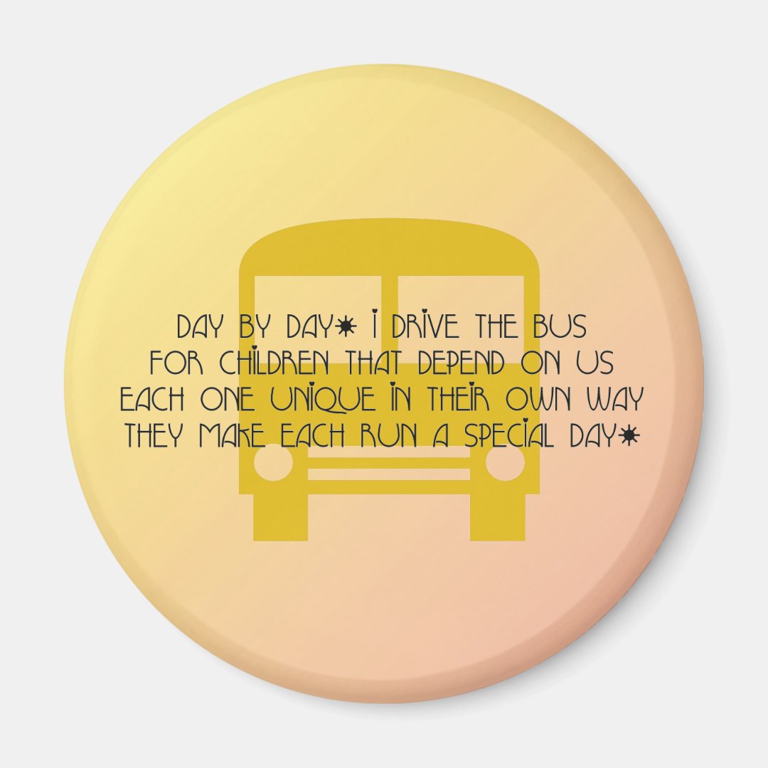 Bus Driver Day By Day Yellow Bus Magnet | Zazzle