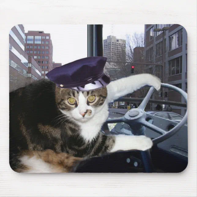 Bus Driving Cat Mouse Pad | Zazzle