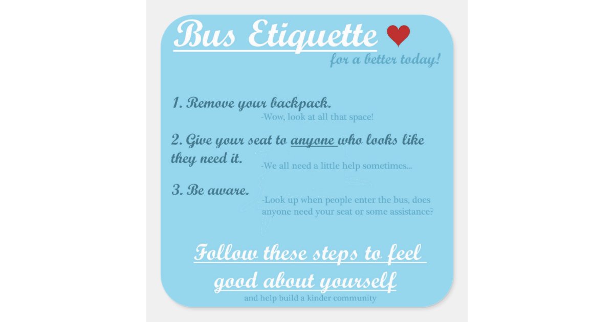 Bus Etiquette Sticker | Zazzle
