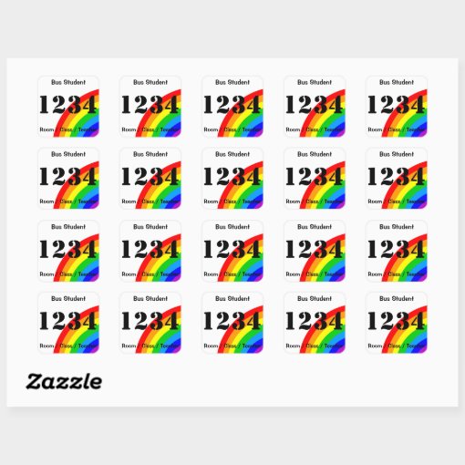 Bus Student ID Sticker - Rainbow | Zazzle