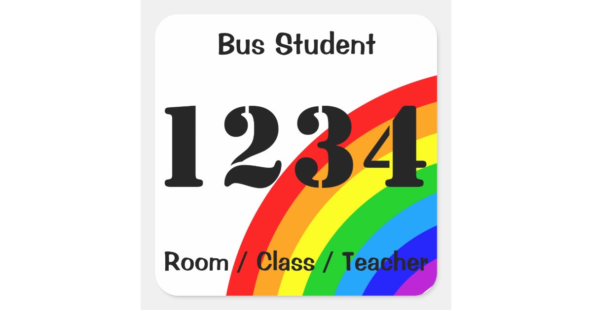 Bus Student ID Sticker - Rainbow | Zazzle