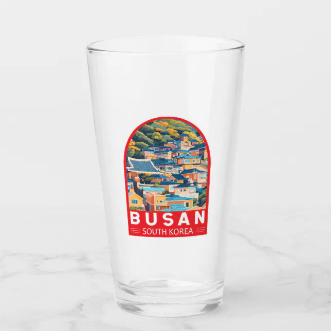 Busan South Korea Travel Art Emblem Glass | Zazzle