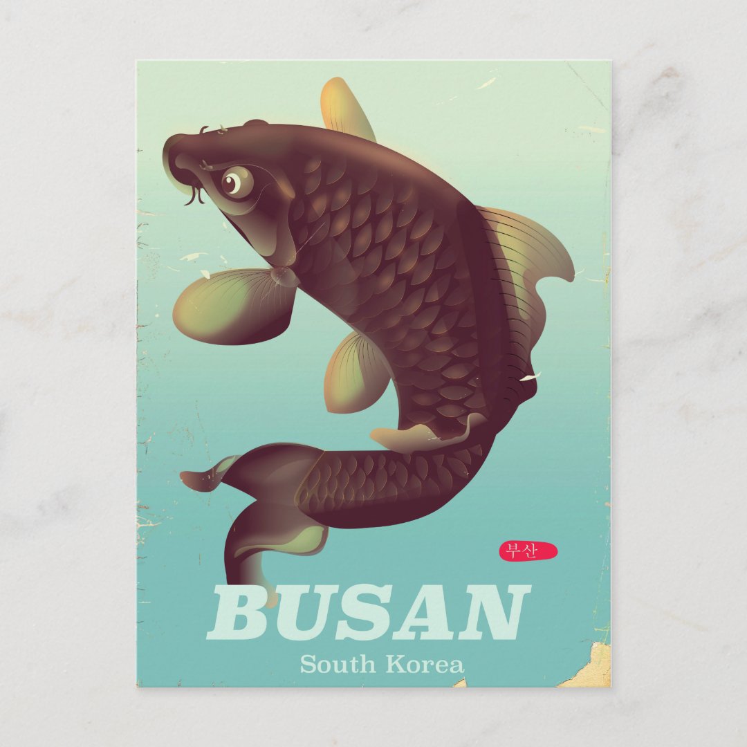 Busan South Korean vintage style travel poster Postcard | Zazzle