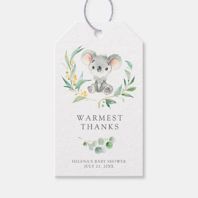 Bush Baby Koala Baby Shower Favor Tags | Zazzle