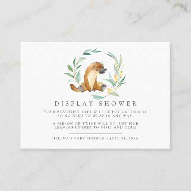 Bush Baby Platypus Baby Shower Gift Display Enclosure Card | Zazzle
