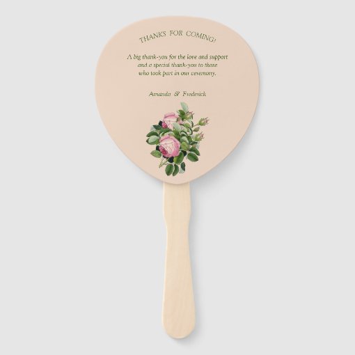 Bush Garden Green - soft pink roses Hand Fan | Zazzle