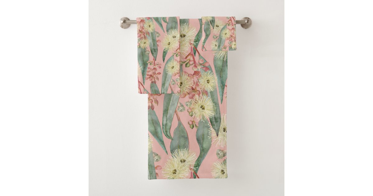 Bush Gum Floral Blooms - Vintage Blush Pink Bath Towel Set | Zazzle
