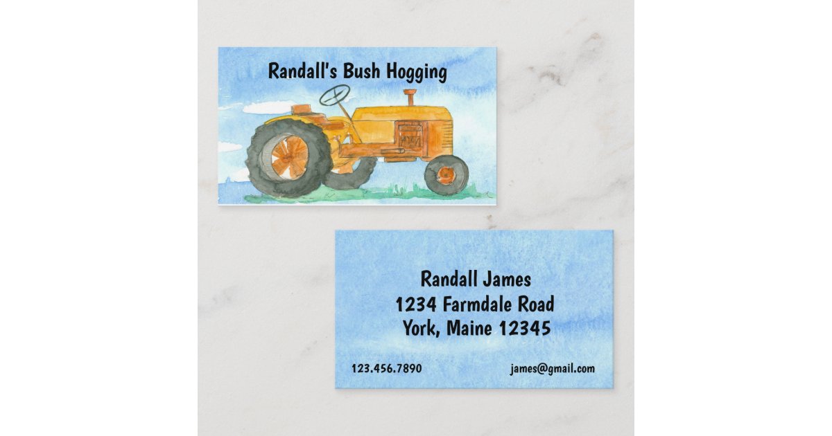 Bush Hogging Orange Tractor Farm Equipment Business Card | Zazzle