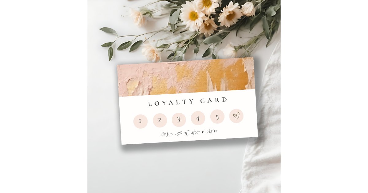 Bush Pink Gold Oil Paint Texture Loyalty Card | Zazzle