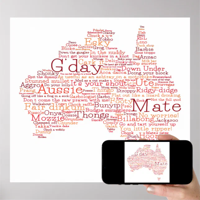 Bushfire Special Edition Aussie Slang Map Poster | Zazzle