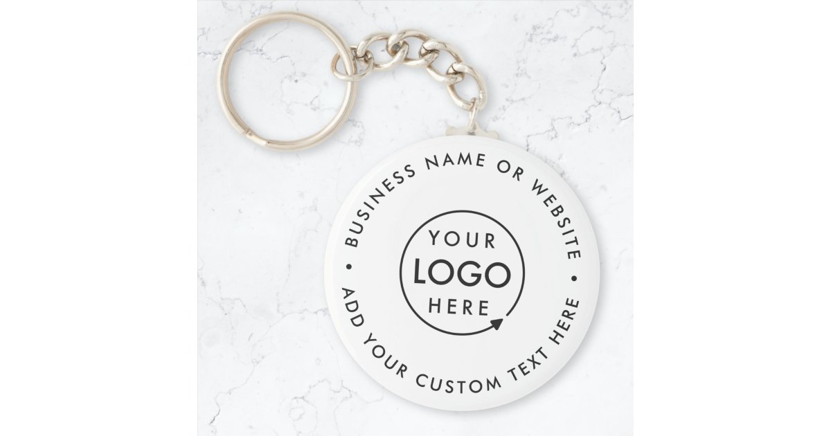 Busines Logo | Minimal Simple White Professional Keychain | Zazzle