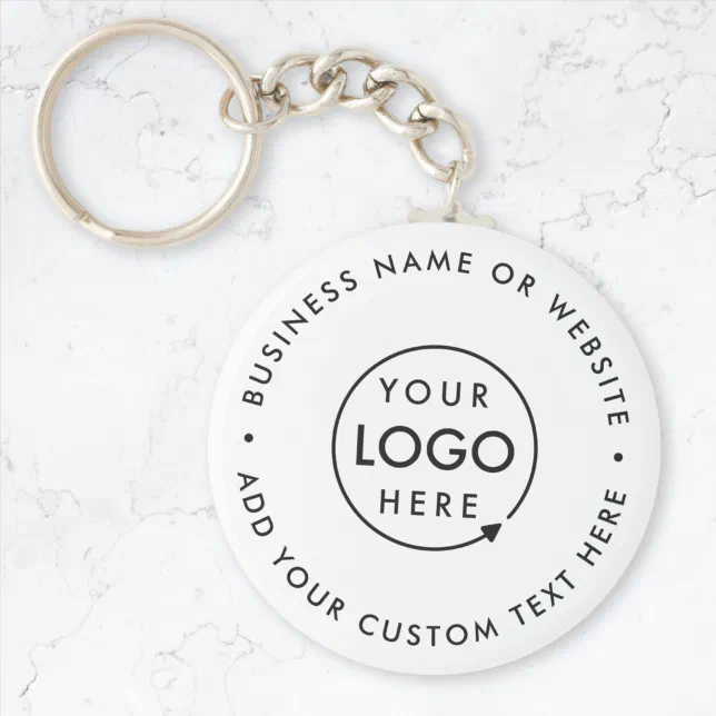 Busines Logo | Minimal Simple White Professional Keychain | Zazzle