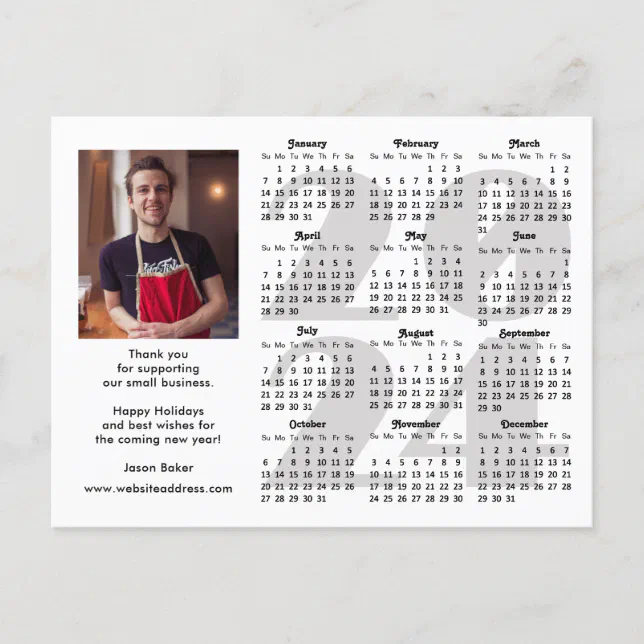 Business 2024 Calendar Minimalist Silver Glitter Holiday Postcard | Zazzle