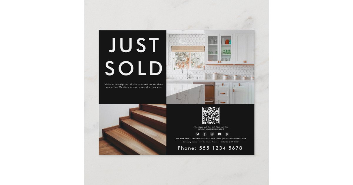 Business 2 Promotional Photo QR Code Social Media Flyer | Zazzle