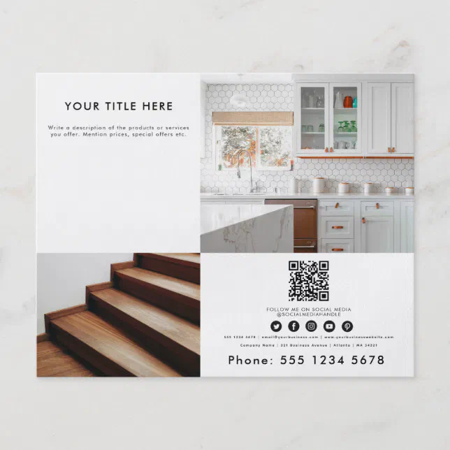 Business 2 Promotional Photo QR Code Social Media Flyer | Zazzle